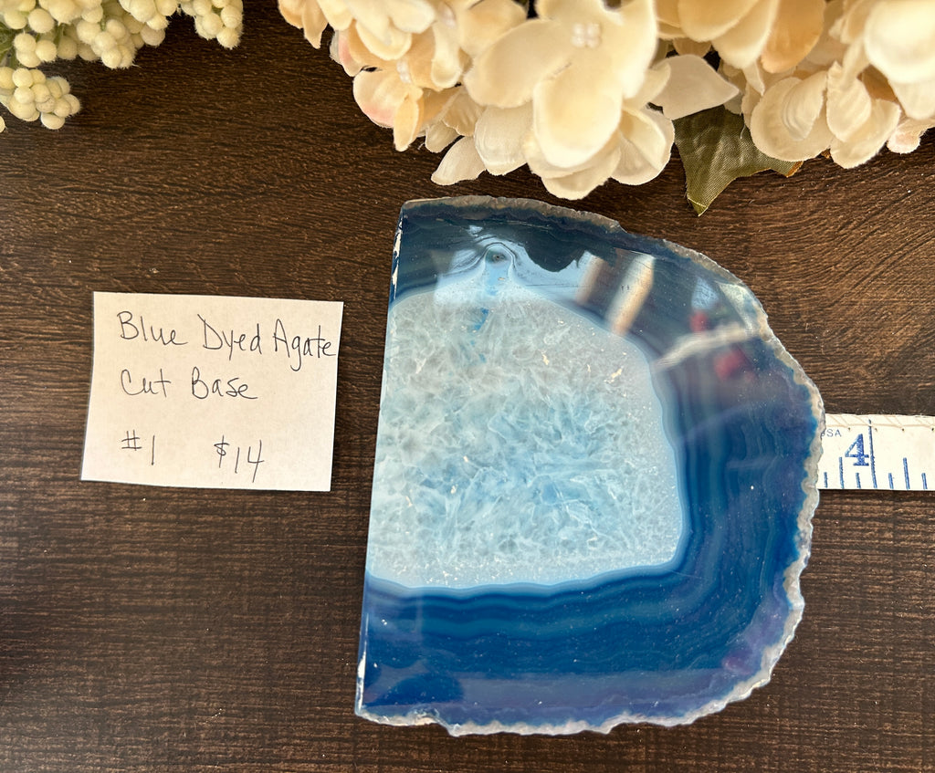Agate Dyed Blue Cut Base #1