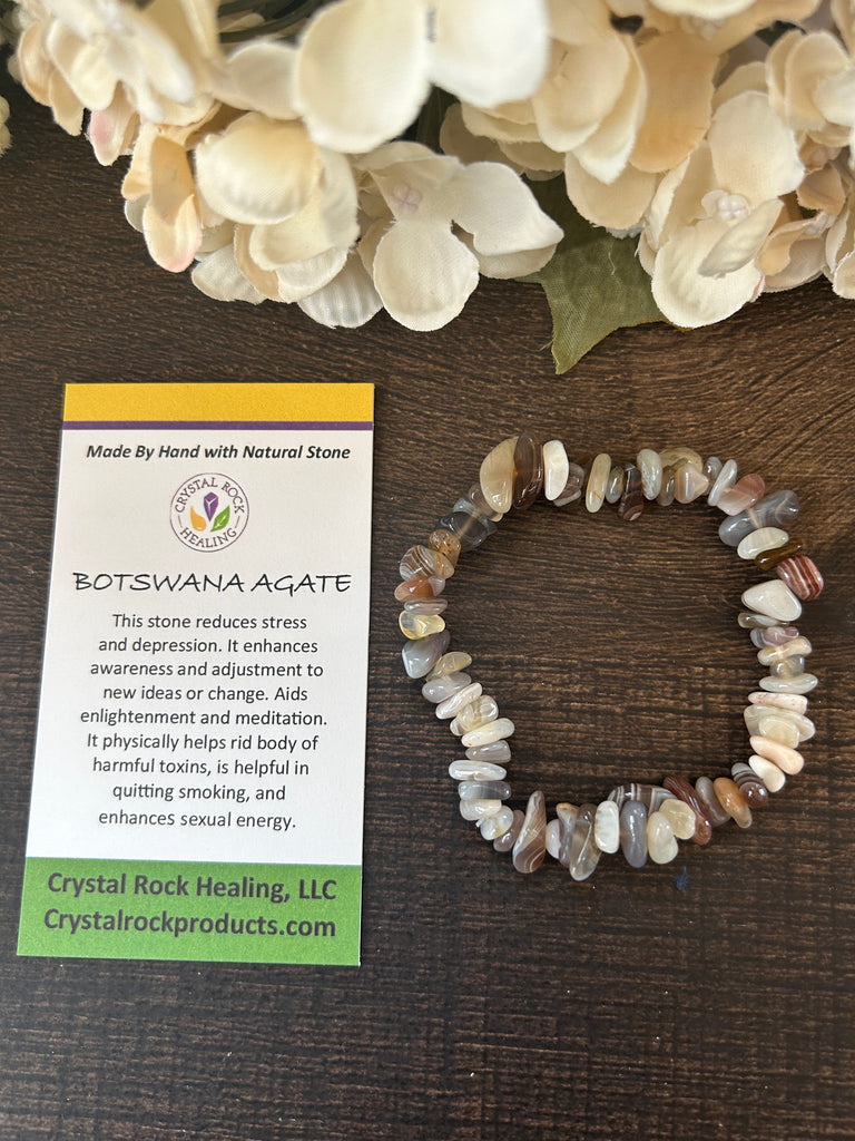 Natural Stone Chip Bracelet 7.5 Inch Stretch- Agate Botswana
