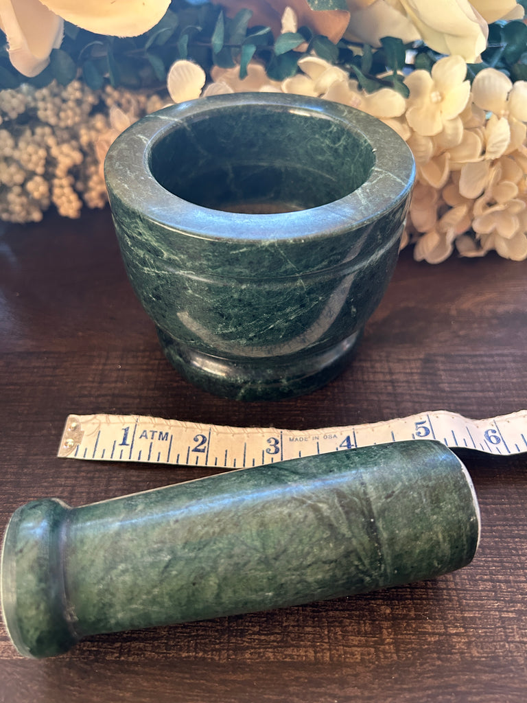 Green Marble Mortar and Pestle