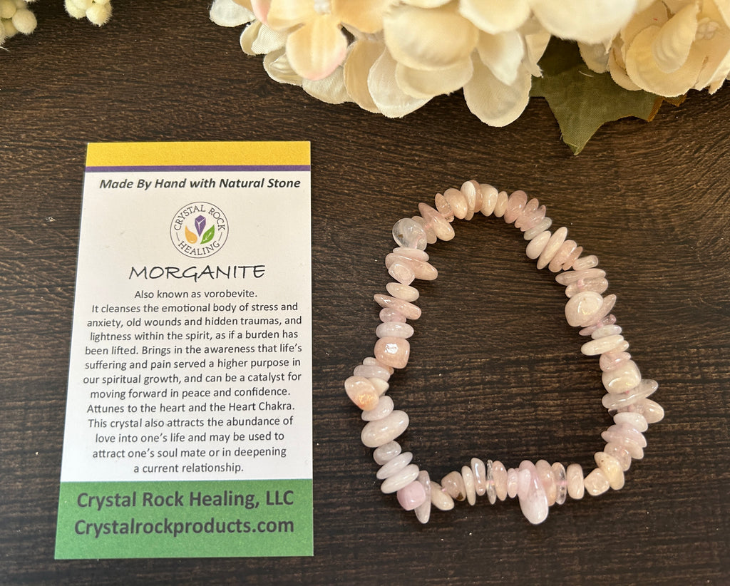 Natural Stone Chip Bracelet 7 inch Stretch-Morganite