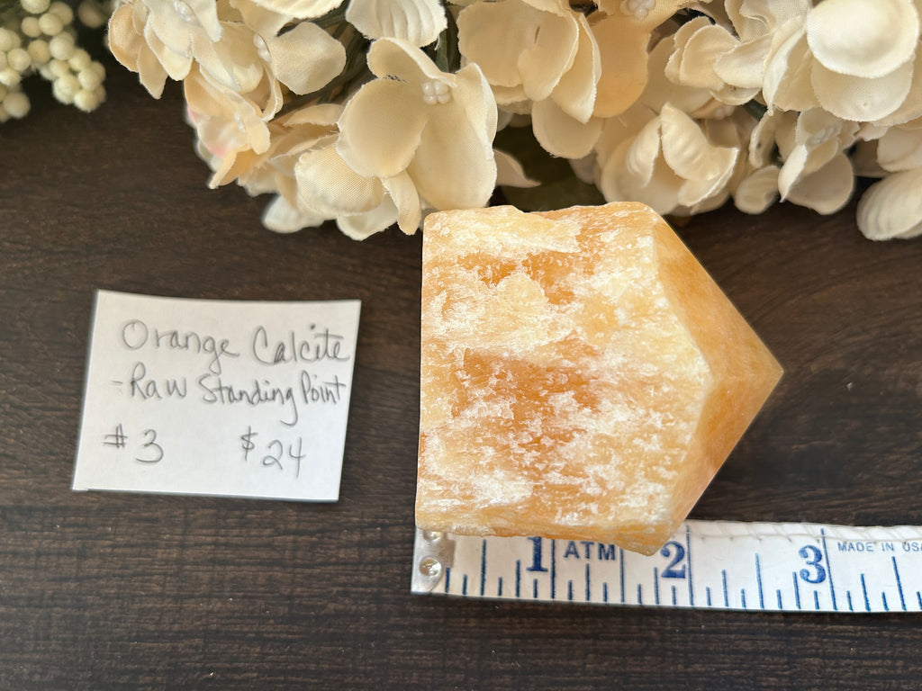 Orange Calcite Raw Standing Point #3