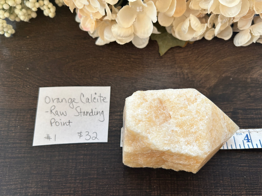 Orange Calcite Raw Standing Point #1