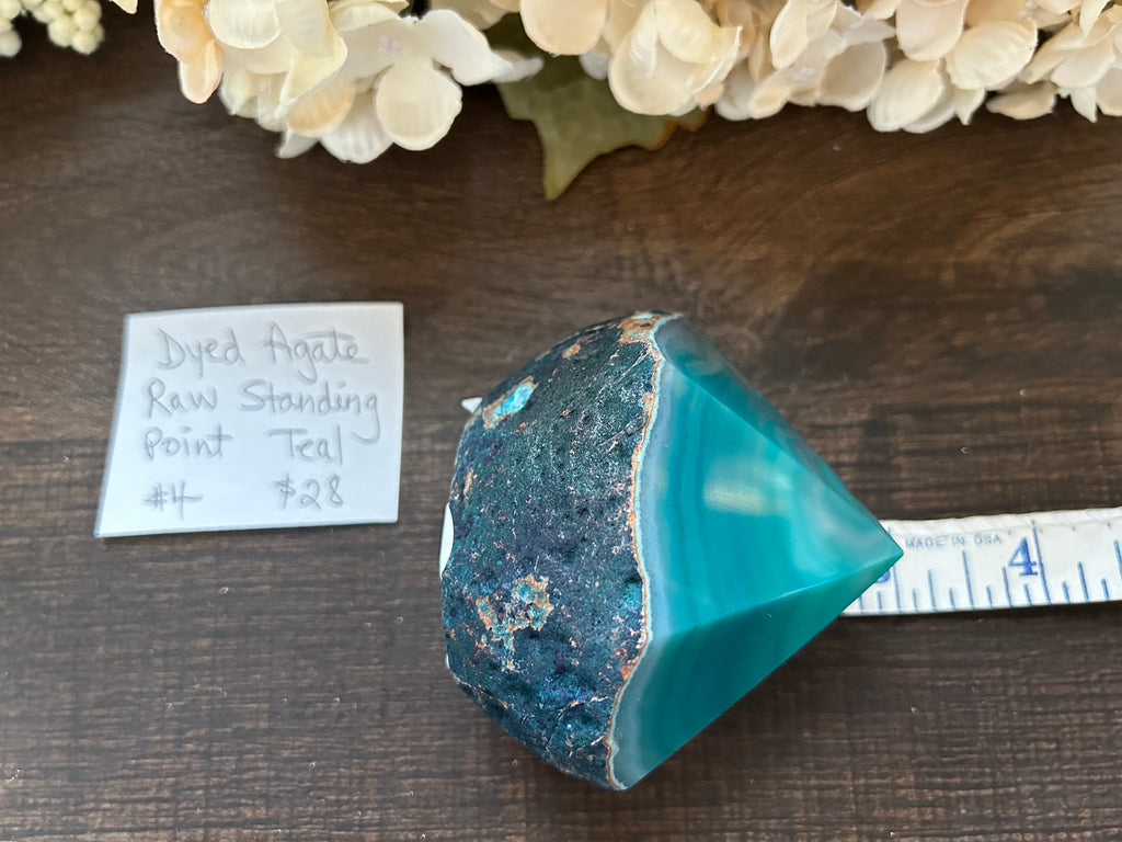 Agate Raw Standing Point Dyed Teal #4