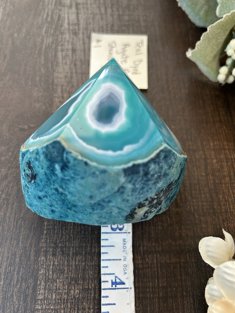 Agate Raw Standing Point Dyed Teal #1